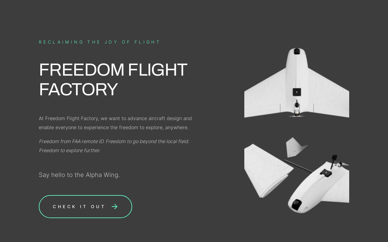 Freedom Flight Factory - landing page